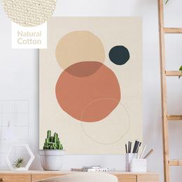 Bilderwelten Leinwandbild - Hochformat Line Art Kreise Pastell
