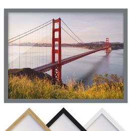 Bilderwelten Bild mit Rahmen - Querformat Golden Gate Bridge in San Francisco