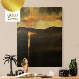 Bilderwelten Leinwandbild - Hochformat Abstrakte goldene Glut