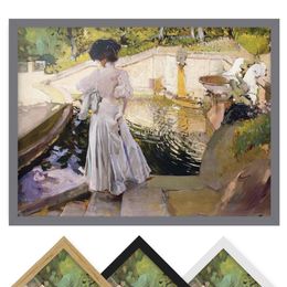 Bilderwelten Bild mit Rahmen - Querformat Joaquin Sorolla - Maria sieht den Fischen zu