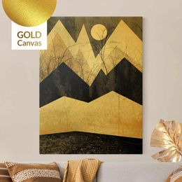 Bilderwelten Leinwandbild - Hochformat Goldene Berge &Auml;ste