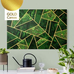 Bilderwelten Leinwandbild - Querformat Dunkler Smaragd mit Gold