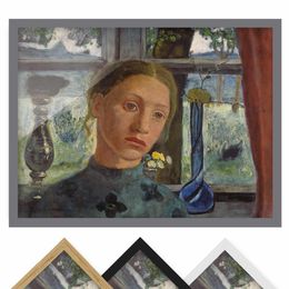 Bilderwelten Bild mit Rahmen - Querformat Paula Modersohn-Becker - M&auml;dchenkopf vor Fenster