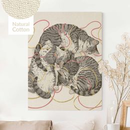 Bilderwelten Leinwandbild - Hochformat Illustration Graue Katzen Malerei