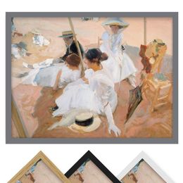 Bilderwelten Bild mit Rahmen - Querformat Joaquin Sorolla - Unter der Markise am Strand