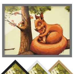 Bilderwelten Bild mit Rahmen - Querformat Einh&ouml;rnchen Mama