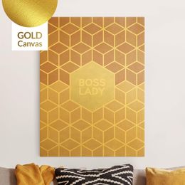 Bilderwelten Leinwandbild - Hochformat Boss Lady Sechsecke Rosa