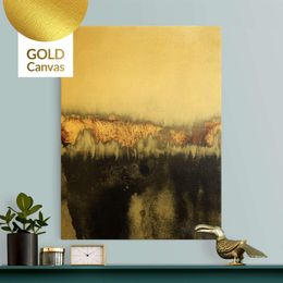 Bilderwelten Leinwandbild - Hochformat Goldspuren in Aquarell