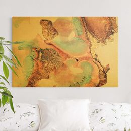 Bilderwelten Leinwandbild - Querformat Goldenes Aquarell Ros&eacute;