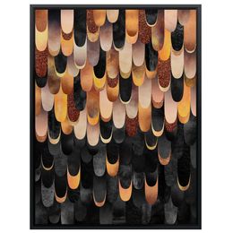 Bilderwelten Leinwandbild - Hochformat Federn Bronze Schwarz