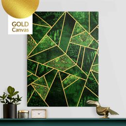 Bilderwelten Leinwandbild - Hochformat Dunkler Smaragd mit Gold