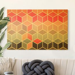 Bilderwelten Leinwandbild - Querformat Buntes Pastell goldene Geometrie