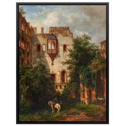 Bilderwelten Leinwandbild - Hochformat Carl Ludwig Fahrbach - Im Hof des Heidelberger Schlosses