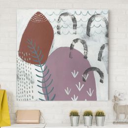 Bilderwelten Leinwandbild originell Abstrakt Kunstdruck violett - Karneval der Formen in Beere II - Wandbild XXL Wohnzimmer Schlafzimmer