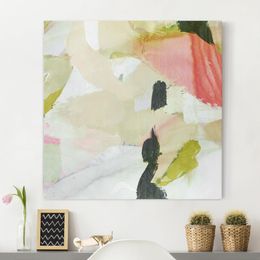 Bilderwelten Leinwandbild originell Abstrakt Kunstdruck gelb - Klangspiel in Fuchsia I - Wandbild XXL Wohnzimmer Schlafzimmer