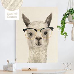 Bilderwelten Leinwandbild - Hochformat Hippes Lama mit Brille I
