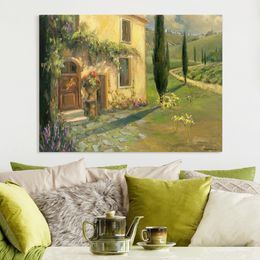 Bilderwelten Leinwandbild - Querformat Italienische Landschaft - Zypresse