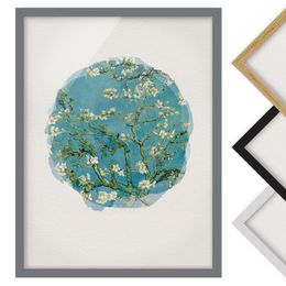 Bilderwelten Bild mit Rahmen - Hochformat Wasserfarben - Vincent van Gogh - Mandelbl&uuml;te