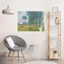Bilderwelten Glasbild - Querformat Claude Monet - Felder im Fr&uuml;hling