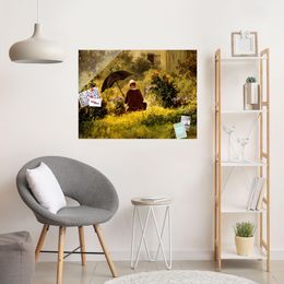 Bilderwelten Glasbild - Querformat Carl Spitzweg - Der Maler im Garten