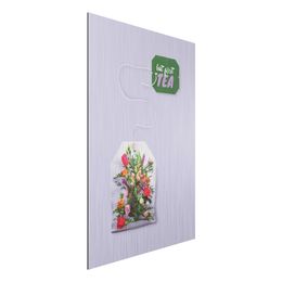Bilderwelten Alu Dibond Outdoor Bild Blumen violett Fotomontage wetterfest - Blumentee - Deko K&uuml;che