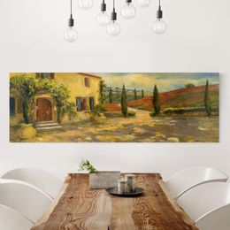 Bilderwelten Leinwandbild - Panorama Italienische Landschaft - Toskana