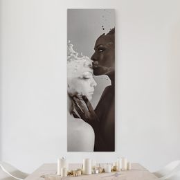 Bilderwelten Leinwandbild - Hochformat Milch & Kaffee Kuss