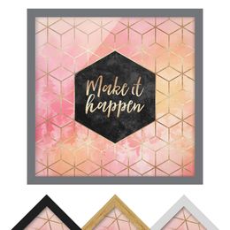 Bilderwelten Bild mit Rahmen - Quadrat Make It Happen Geometrie Pastell