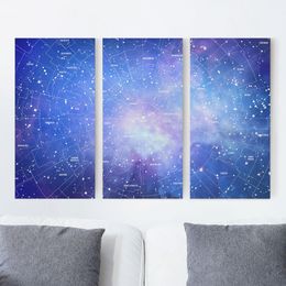 Bilderwelten 3-teiliges Leinwandbild - Querformat Sternbild Himmelkarte