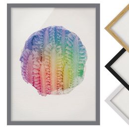 Bilderwelten Bild mit Rahmen - Hochformat Wasserfarben - Kaktus Euphorbia Trigona