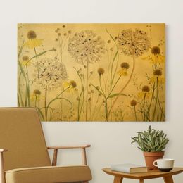 Bilderwelten Leinwandbild - Querformat Allium und Helenium Illustration