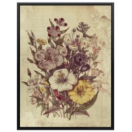 Bilderwelten Leinwandbild - Hochformat Vintage Letter Blumenstrauss