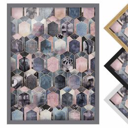 Bilderwelten Bild mit Rahmen - Hochformat Art Deco Marmor Gold