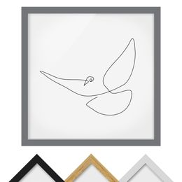 Bilderwelten Bild mit Rahmen - Quadrat Taube Line Art