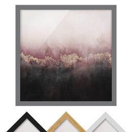 Bilderwelten Bild mit Rahmen - Quadrat Goldene D&auml;mmerung Rosa