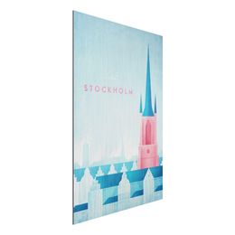 Bilderwelten Alu Dibond Outdoor Bild originell blau Vintage wetterfest - Reiseposter - Stockholm - Architektur Wohnzimmer Schlafzimmer
