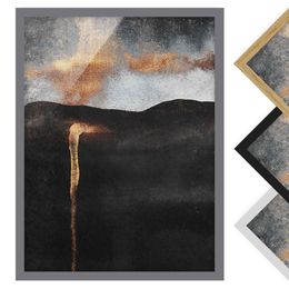 Bilderwelten Bild mit Rahmen - Hochformat Abstrakte goldene Glut