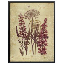 Bilderwelten Leinwandbild - Hochformat Vintage Leinenoptik Blumen