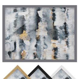 Bilderwelten Bild mit Rahmen - Querformat Abstraktes Aquarell mit Gold