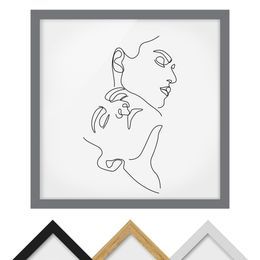Bilderwelten Bild mit Rahmen - Quadrat Line Art Frauen Gesichter Wei&szlig;