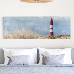 Bilderwelten Leinwandbild - Panorama Leuchtturm in den D&uuml;nen