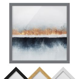 Bilderwelten Bild mit Rahmen - Quadrat Goldener Horizont Aquarell