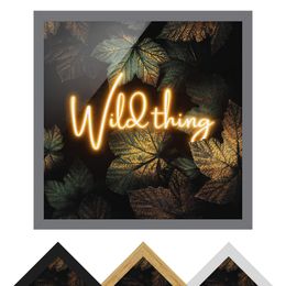Bilderwelten Bild mit Rahmen - Quadrat Wild Thing goldene Bl&auml;tter