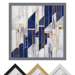 Bilderwelten Bild mit Rahmen - Quadrat Geometrische Formen mit Gold