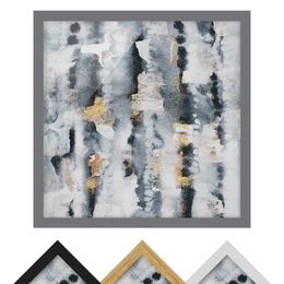 Bilderwelten Bild mit Rahmen - Quadrat Abstraktes Aquarell mit Gold
