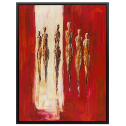 Bilderwelten Leinwandbild - Hochformat Petra Sch&uuml;&szlig;ler - Sechs Figuren in Rot