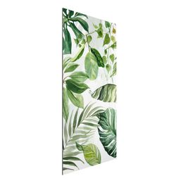 Bilderwelten Alu-Dibond Outdoor Bild Aquarell Tropische Bl&auml;tter und Ranken