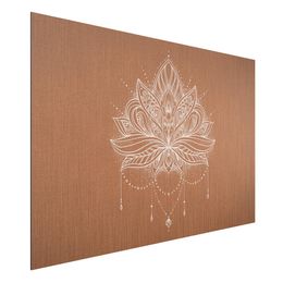 Bilderwelten Alu-Dibond Outdoor Bild Boho Lotusbl&uuml;te wei&szlig; Korkoptik