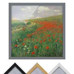 Bilderwelten Bild mit Rahmen - Quadrat P&aacute;l Szinyei-Merse - Sommerlandschaft mit bl&uuml;hendem Mohn