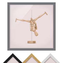 Bilderwelten Bild mit Rahmen - Quadrat Poledance mit Holzfigur